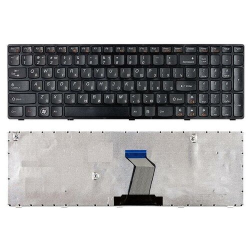 Клавиатура для ноутбука Lenovo IdeaPad B570 B580 V570 Z570 Z575 B590 черная с черной рамкой арт 002932