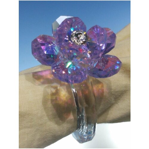 Кольцо для салфетки Лила Хрусталь Фиолетовый Прозрачный Салфетница Цветок
