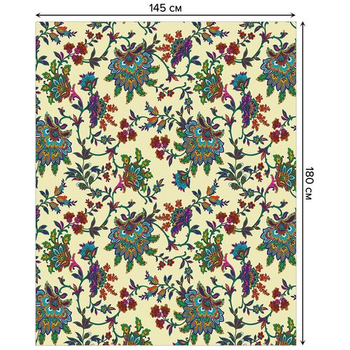 Скатерть прямоугольная JoyArty "Цветочный узор" из сатена, 180x145 см