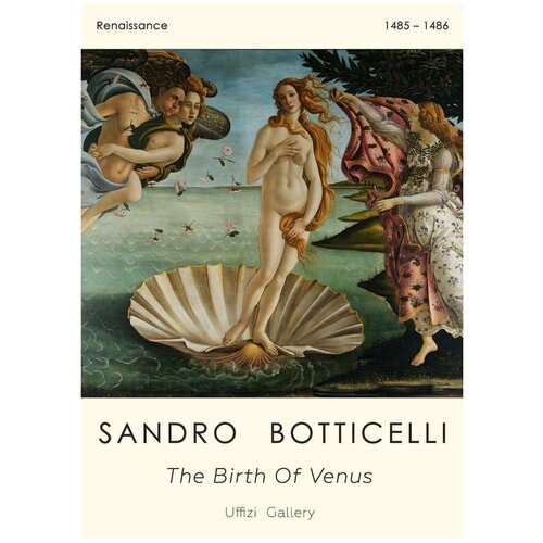 Постер / Плакат / Картина Сандро Боттичелли - Рождение Венеры 40х50 см в раме
