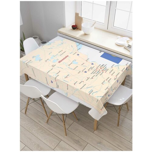 Скатерть прямоугольная JoyArty на кухонный стол "Карта Штат Миннесота" из оксфорда, 120x145 см