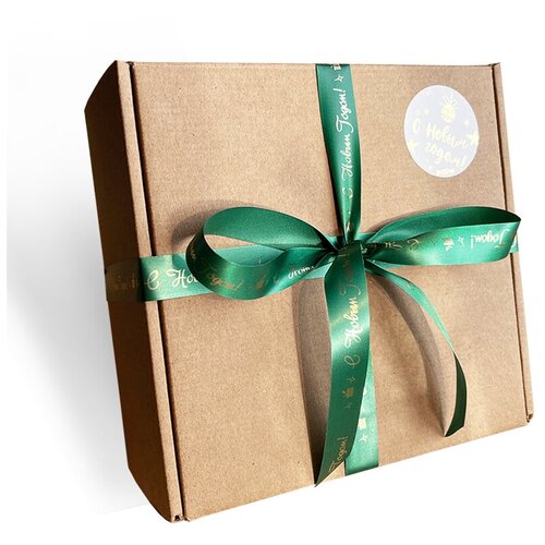 Подарочная коробка/ Праздничная упаковка/ Коробка для подарка/ Для подарка/ Лента "С Новым Годом!"