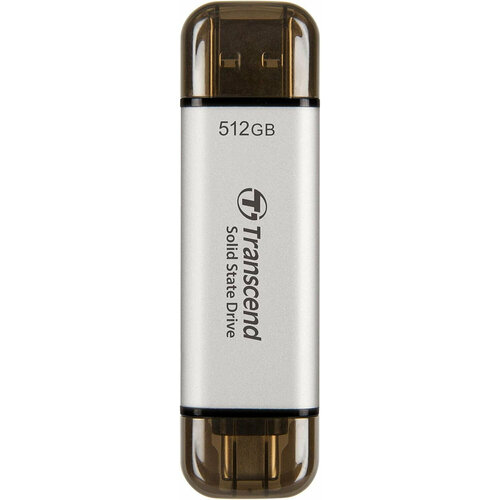 Устройство USB 3.2 Flash Drive 512Gb Transcend TS512GESD310S External SSD ESD310S Type C/A, USB 10Gbps 3.2 Gen2, Silver