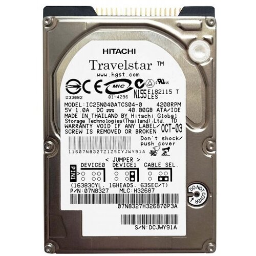 Жесткий диск Hitachi 261390-001 40Gb 4200 IDE 2,5" HDD