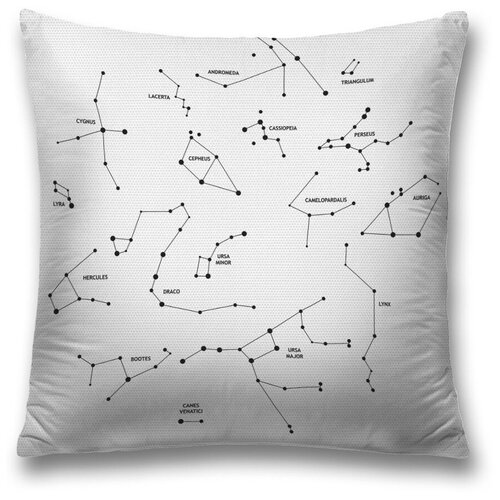 Наволочка декоративная на молнии, чехол на подушку JoyArty "Карта астронома" 45х45 см