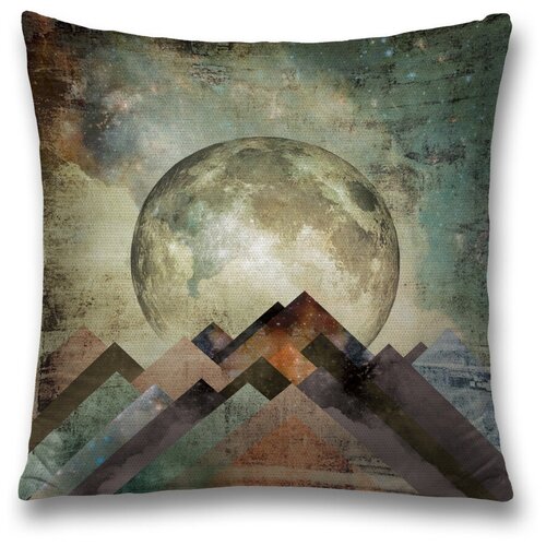 Наволочка декоративная на молнии, чехол на подушку JoyArty "Лунное столкновение" 45х45 см