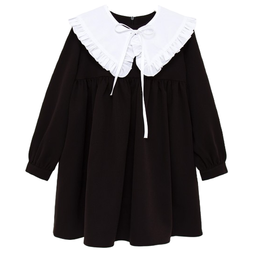 Школьное платье Minaku, размер 122 см, белый, черный