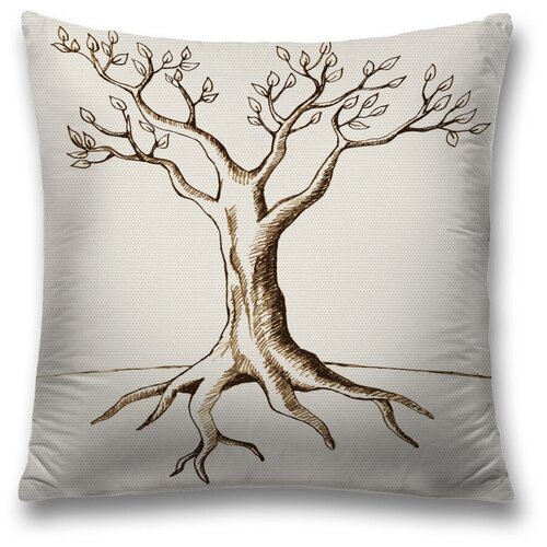 Наволочка декоративная на молнии, чехол на подушку JoyArty "Молодое дерево" 45х45 см
