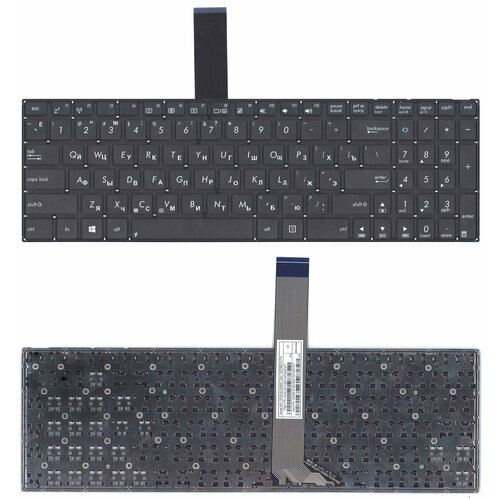 Клавиатура для ноутбука Asus K56VM, черная без рамки, плоский Enter, контакты расположены с лицевой стороны