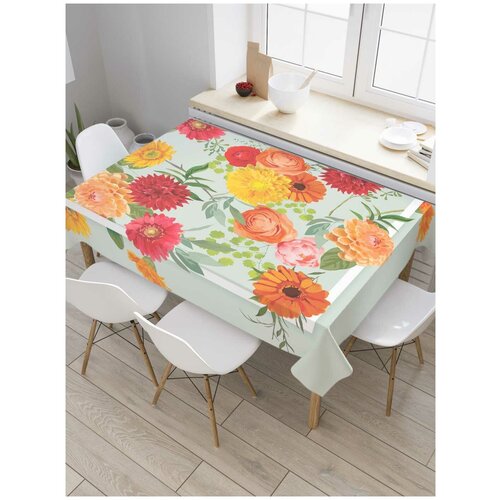 Скатерть прямоугольная JoyArty на кухонный стол "Открытка цветов" из оксфорда, 180x145 см