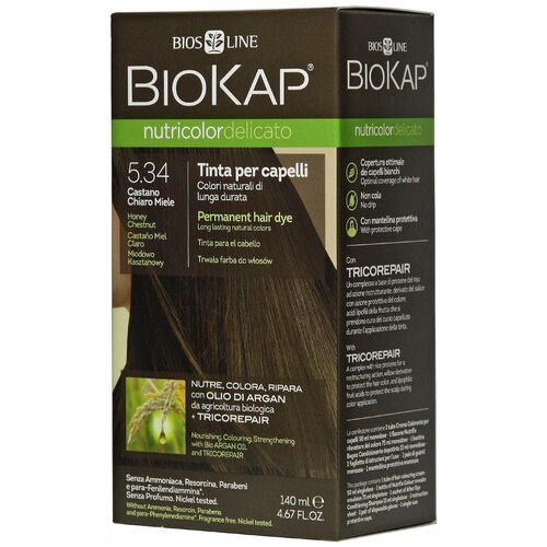 BioKap Nutricolor Delicato стойкая крем-краска для волос, 5.34 медово-каштановый, 140 мл