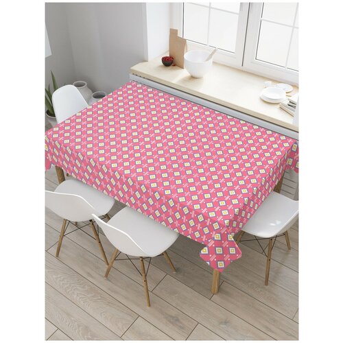 Скатерть прямоугольная JoyArty на кухонный стол "Узор ромбами" из оксфорда, 120x145 см