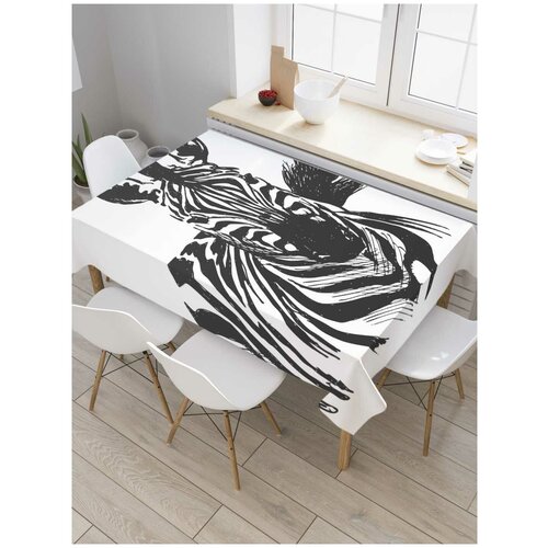 Скатерть прямоугольная JoyArty на кухонный стол "Облик зебры" из оксфорда, 120x145 см