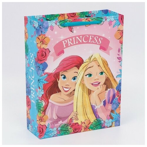 Пакет подарочный для девочки с ручками Disney Принцессы "Princess", ламинированный, разноцветный, размер 31х40х11,5 см