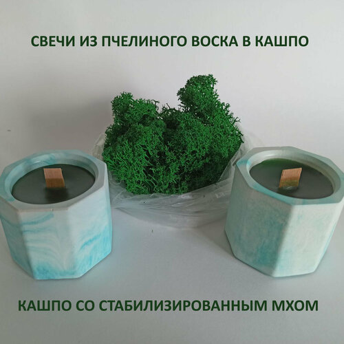 Свечи "Ягель" в кашпо зеленые