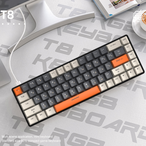 Клавиатура механическая русская Wolf T8 игровая с RGB подсветкой проводная для компьютера ноутбука Gaming/game keyboard usb светящаяся