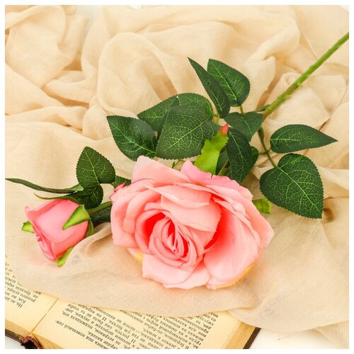 Poetry in flowers Цветы искусственные "Роза двойная Эвридика" 10х46 см, розовый