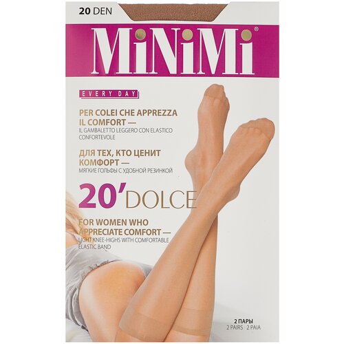 Гольфы MiNiMi, 20 den, 2 пары, размер 0 (one size), бежевый