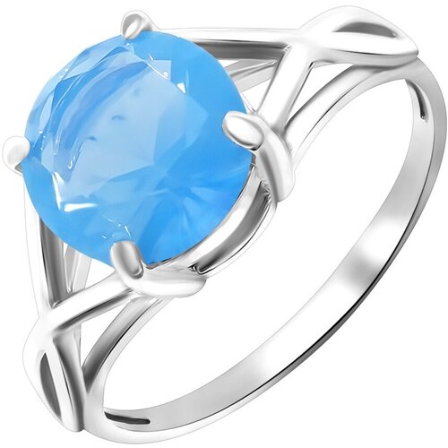 Кольцо Яхонт, серебро, 925 проба, кристалл, размер 16.5, черный, голубой
