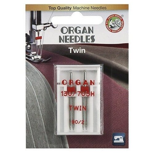 Игла/иглы Organ Twin 90/2, серебристый , 2 шт.