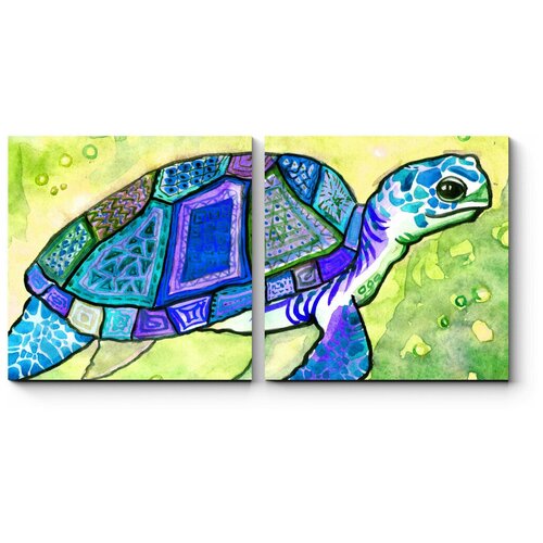 Модульная картина Голубая черепаха 50x25