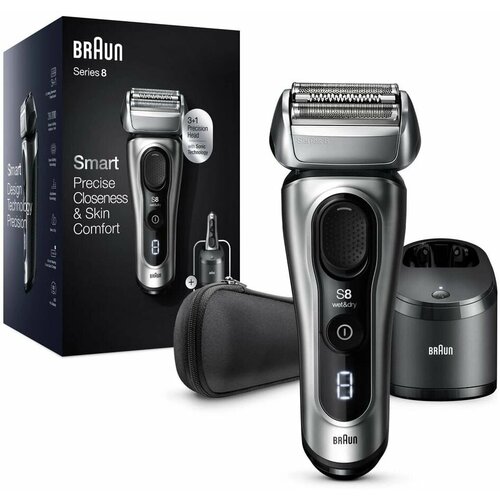 Бритва сетчатая Braun Series 8 8457 CC питан: аккум. серебристый