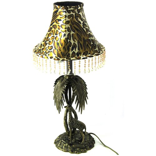 Лампа настольная бронзовая в виде жирафа под пальмой