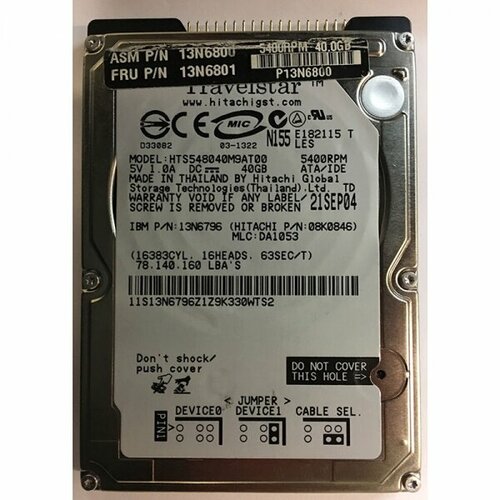 Жесткий диск Hitachi 13N6800 40Gb 5400 IDE 2,5" HDD