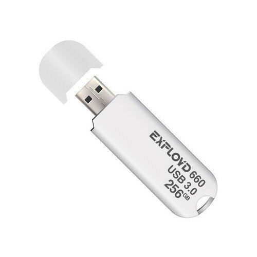 Флешка Exployd 660, 256 Гб, USB3.0, чт до 70 Мб/с, зап до 20 Мб/с, белая
