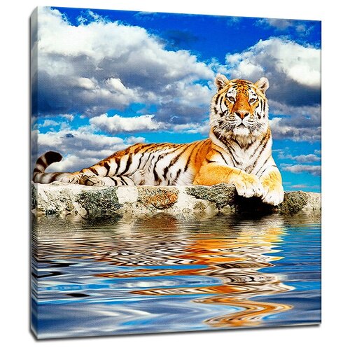 Картина Уютная стена "Тигр у воды" 60х60 см