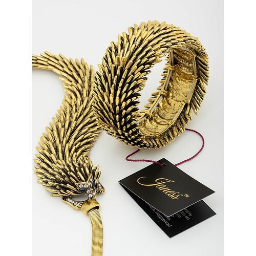 Комплект бижутерии Janess "Ехидна" (с мордой): браслет, колье, размер колье/цепочки 50 см, золотой