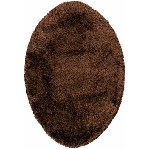 Ковер на пол 0,7 на 1,4 м в спальню, гостиную, пушистый, с длинным ворсом, коричневый Snow H169-brown овальный
