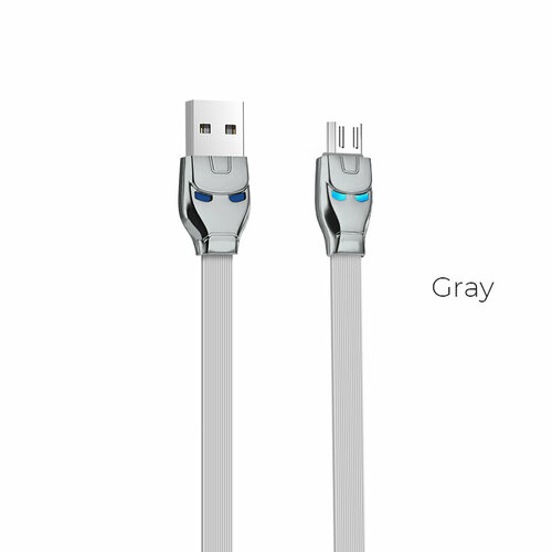 Кабель USB HOCO U14 Steel man USB - MicroUSB, 2.4А, 1.2 м, серый