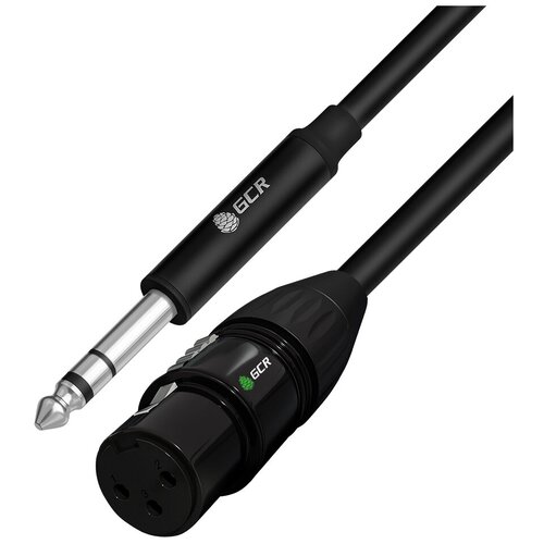 GCR Кабель 5.0m микрофонный stereo jack 6,35mm / XLR, M/F, черный, AL case черный