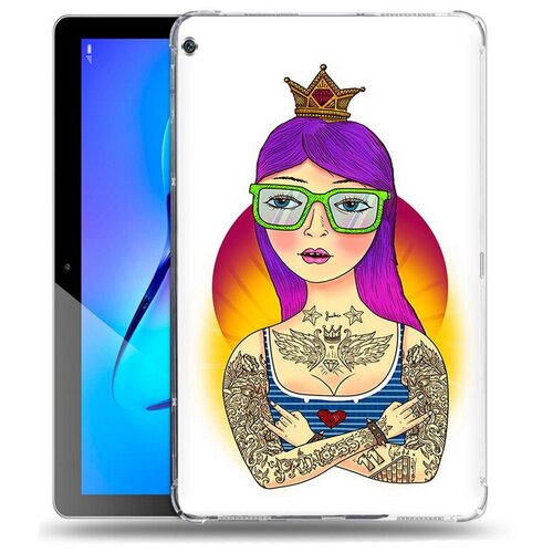 Чехол задняя-панель-накладка-бампер MyPads девушка в татуировках с короной для Huawei MediaPad M3 Lite 10 Wi-Fi/ LTE (BAH-AL00/W09) противоударный