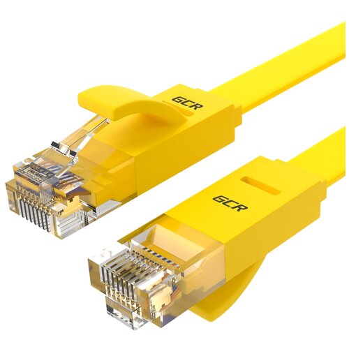 Патч-корд UTP кат.6 0.15м, RJ45-RJ45, желтый, плоский, Greenconnect (GCR-LNC622-0.15m)