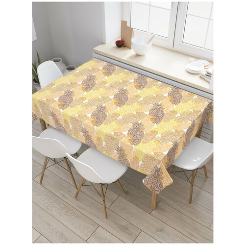 Скатерть прямоугольная JoyArty на кухонный стол "Контурные ананасы" из оксфорда, 120x145 см
