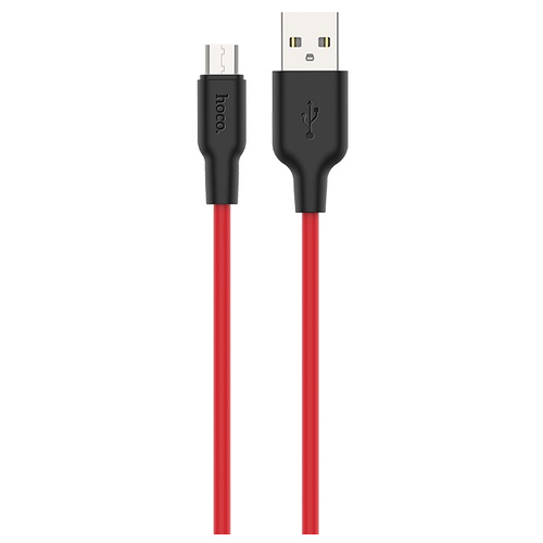 Кабель Hoco X21 Plus USB - MicroUSB, 1 м, 1 шт., черный/красный
