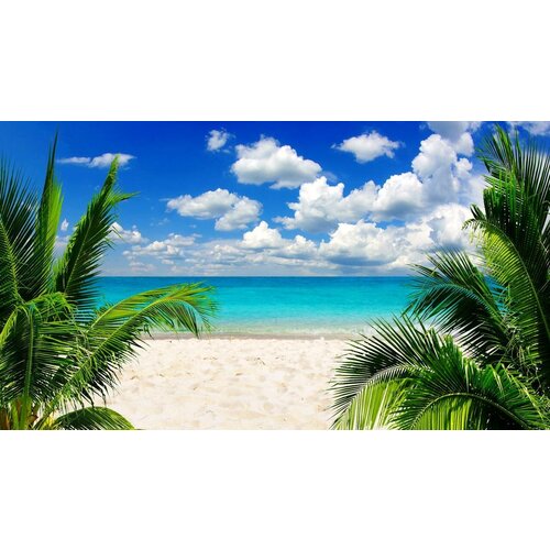 Картина на холсте 110x60 LinxOne "Tropical blue небо sand beach" интерьерная для дома / на стену / на кухню / с подрамником
