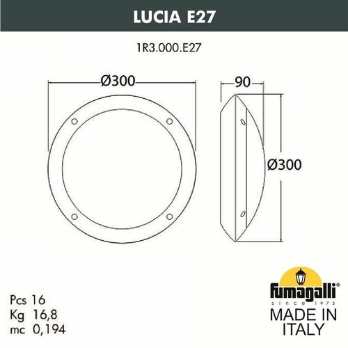 Уличное бра Fumagalli Lucia 1R3.000.000. WYE27CL1 белый/прозр, опал