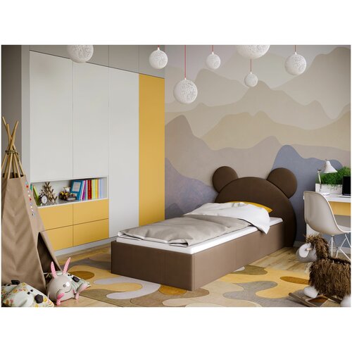 Кровать Тедди, коричневый, 90х200 см, с подъёмным механизмом, кровать детская