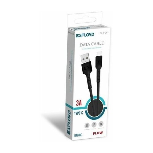 Кабель EXPLOYD EX-K-1263 USB - TYPE-C 1м, чёрный