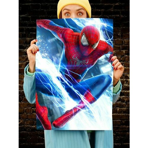 Постер интерьерный Человек паук 25, 70х46 см. Матовый яркий. Спайдермен Spider man