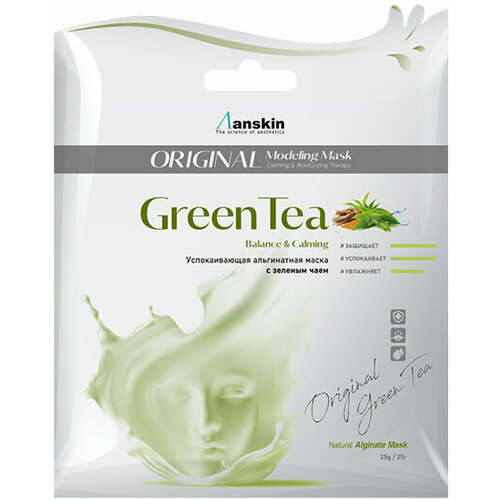 Anskin~Успокаивающая альгинатная маска против воспалений~Green Tea Modeling Mask