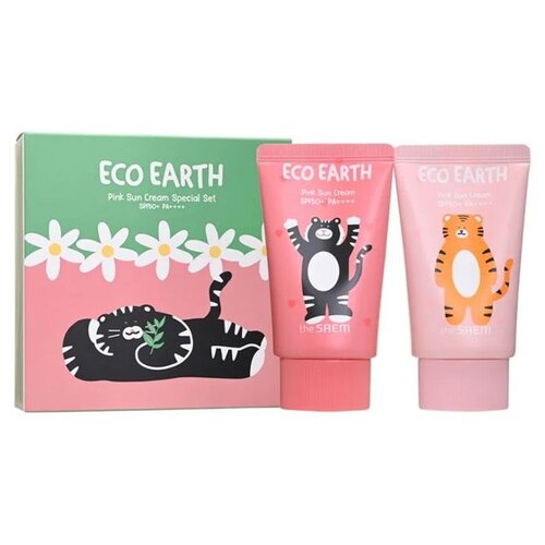 The Saem Лимитированный набор солнцезащитных кремов Eco Earth Pink Sun Cream Special Set SPF 50+, 50 мл, 2 шт