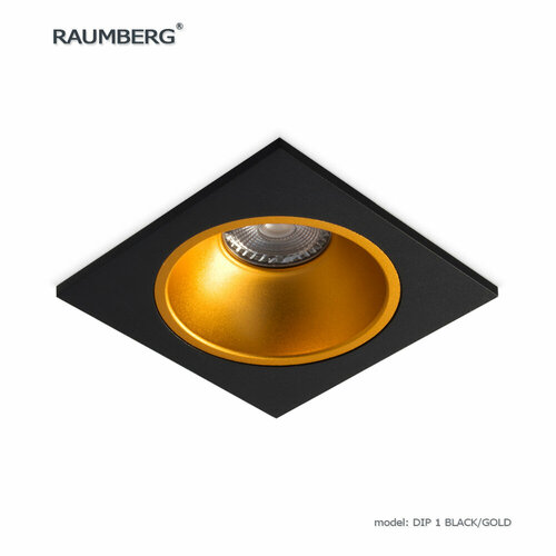 Встраиваемый неповоротный светильник RAUMBERG DIP 1 bk/gold черный с золотистой вставкой под светодиодную лампу GU10