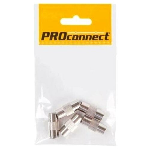 Антенный штекер ТВ на штекер ТВ PROconnect 05-2302-4-9 переходник металический бочка, 5 штук