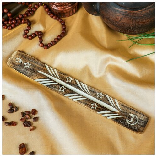 Подставка для благовония "Месяц и звезды" дерево 0,5х3,5х26 см 1871492