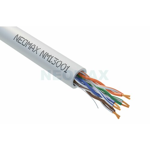 Кабель витая пара NEOMAX NM13001-030М-P U/UTP cat.5e 4 пары (30 м) 7/0.18 мм (24 AWG) гибкий многожильный, чистая медь, PVC jacket