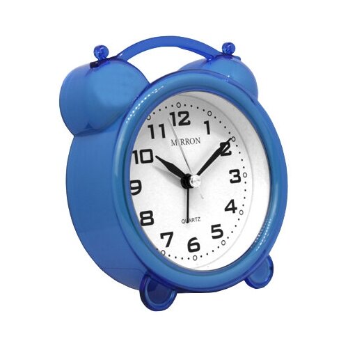 Классический настольный будильник MIRRON 8356 СН/Часы в спальню/Круглый будильник/Часы для детской/Синий цвет